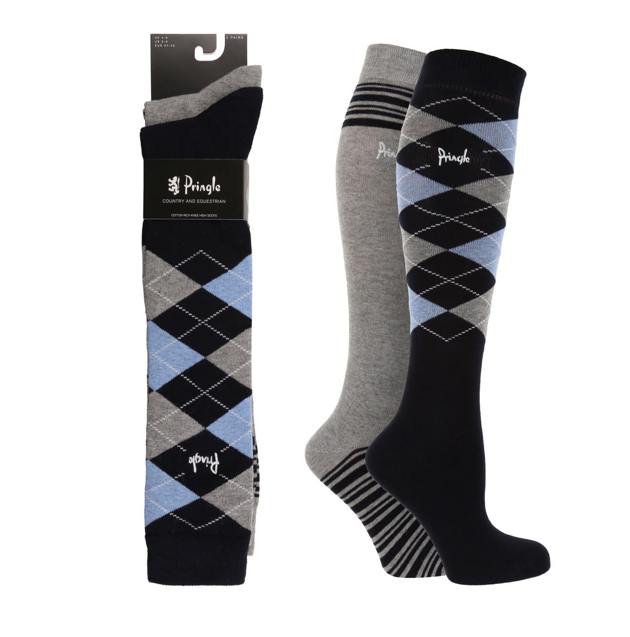 Platinum Pringle Knee High Socks - 2pk - Robinsons Equestrian