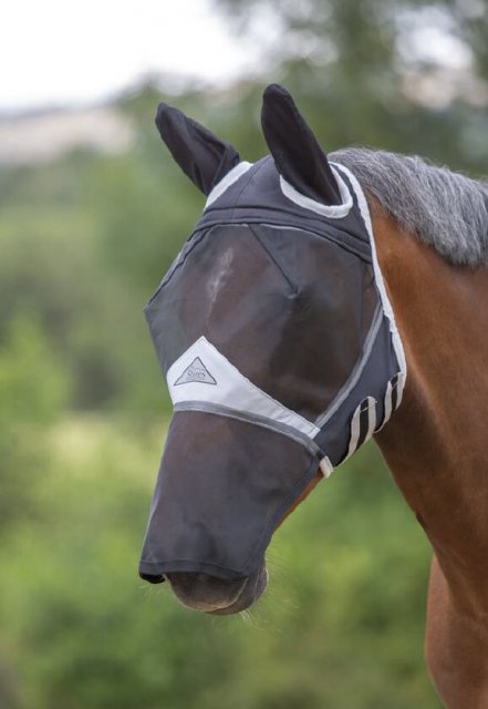 Shires Flyguard Pro Fine Mesh Fly Mask With Ears & Nose - Robinsons ...