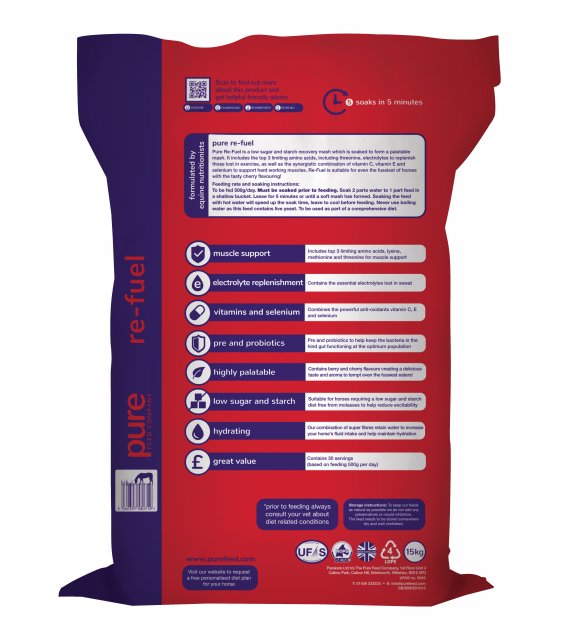 Pure Feed Re-Fuel Pellets - 15kg - Robinsons Equestrian